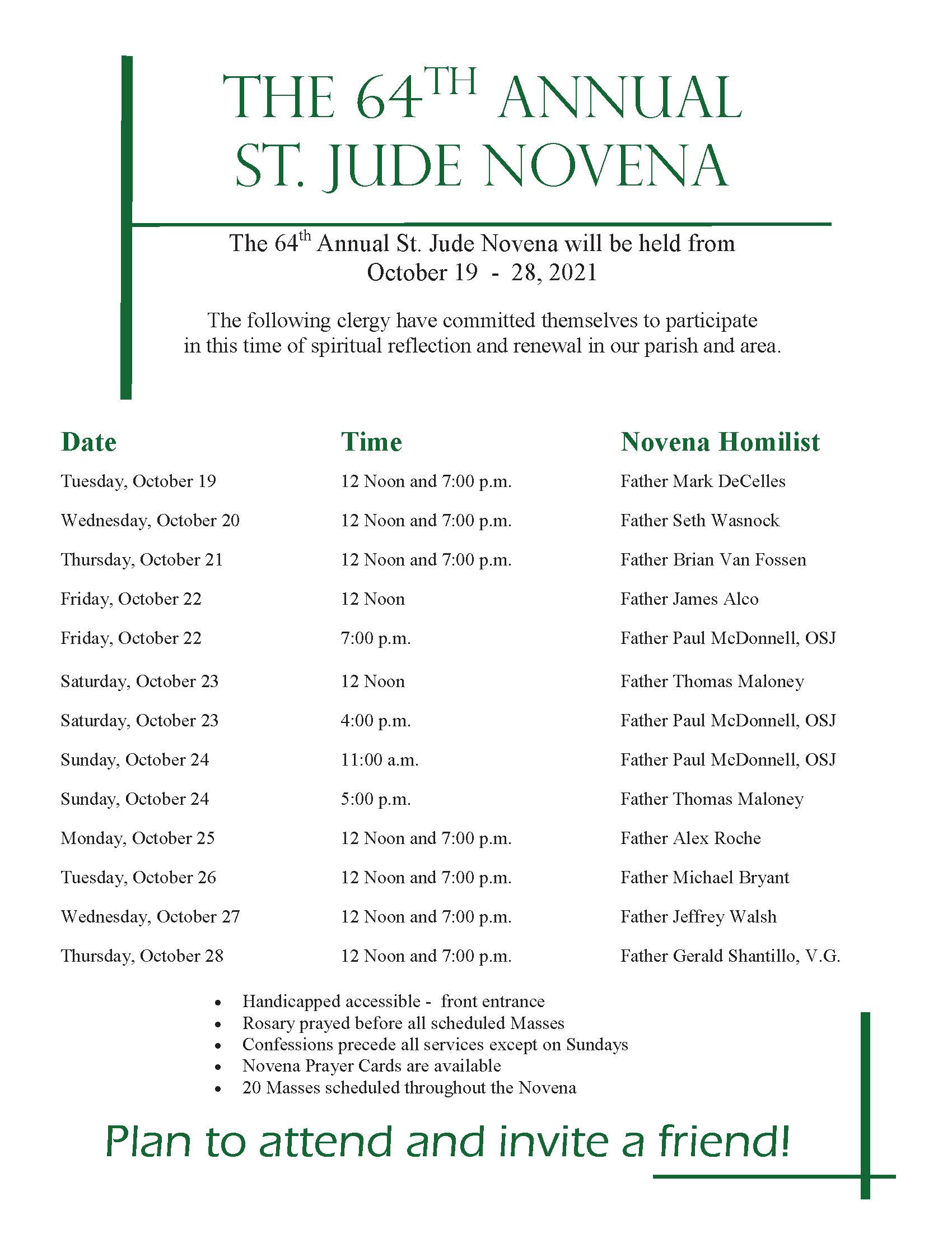 64th Annual Novena in honor of Saint Jude – Diocese of Scranton
