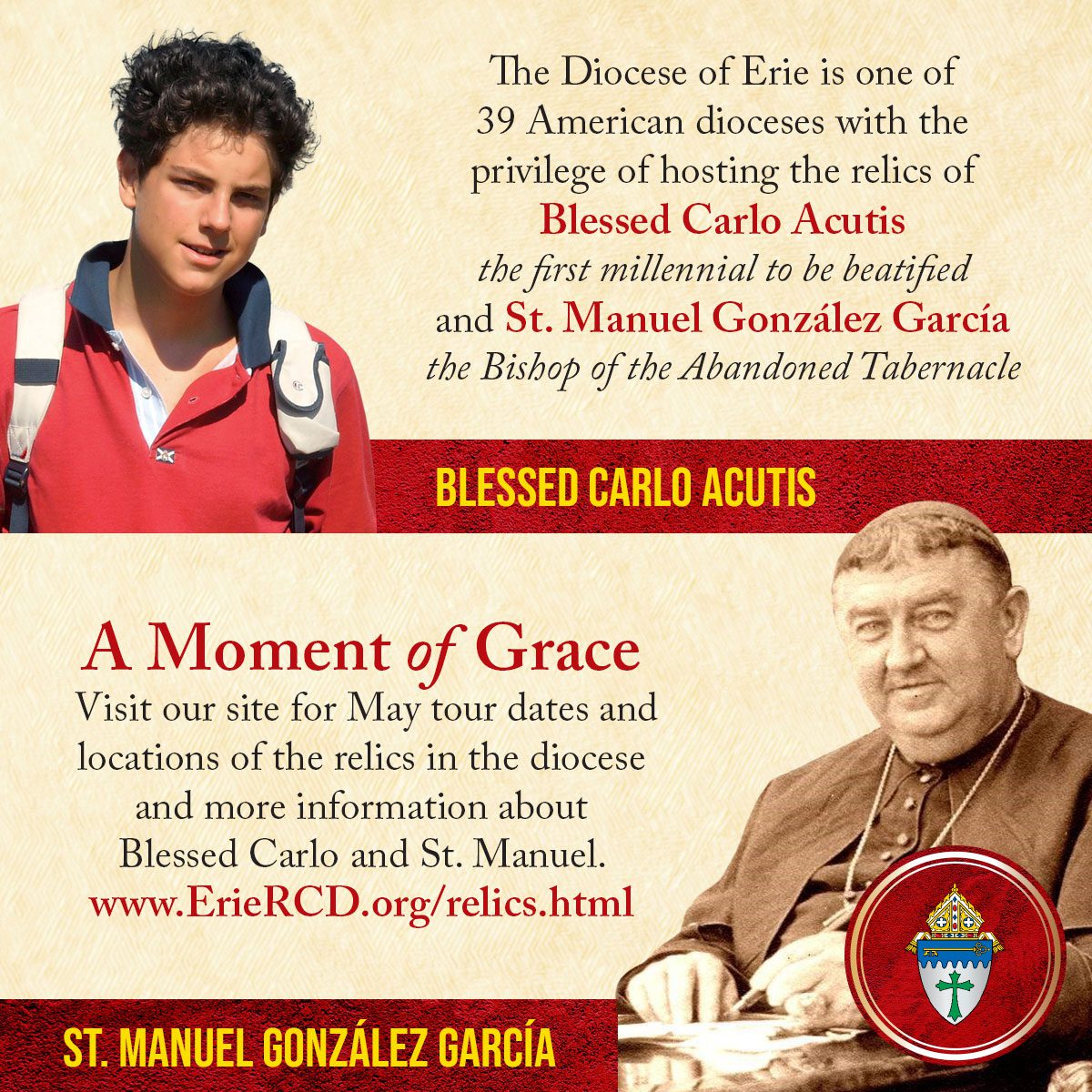 Diocese Of Erie Hosts Relics Of Blessed Carlo Acutis And St Manuel In