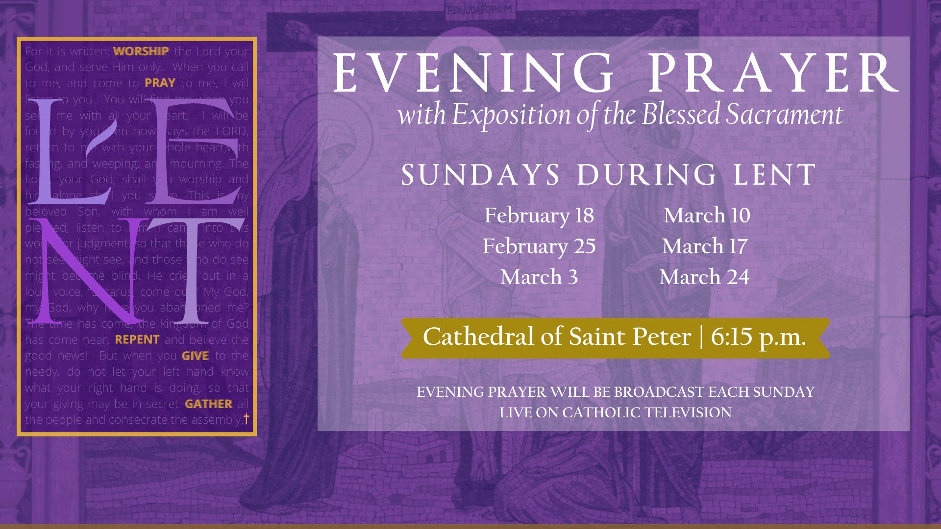 Catholic Television to broadcast Cathedral devotions during Lent ...